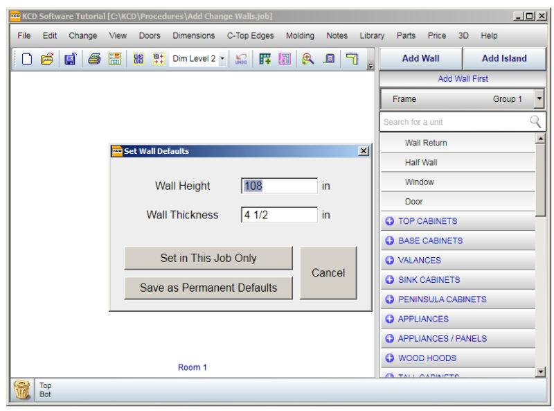 Add & Change Walls - KCD Software