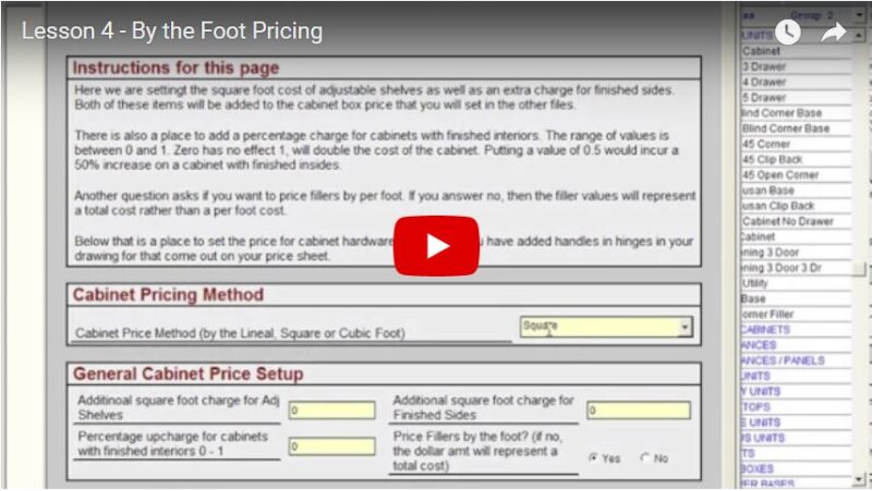 Lesson 4 By the Foot Pricing - KCD Software